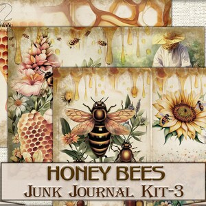 Vintage Honey Bees Junk Journal Kit-3,collage Sheets Printables - Etsy