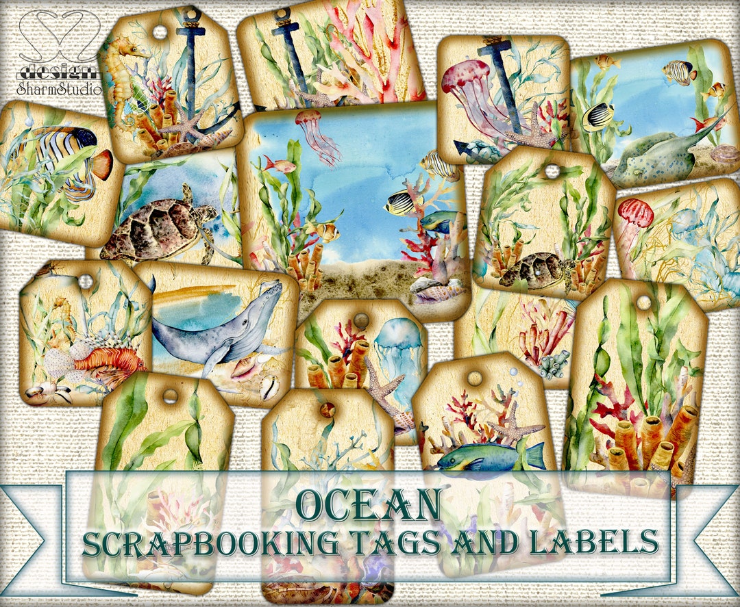 Ocean Labels Ephemera Tags Printable,scrapbook and Junk Journal Paper ...