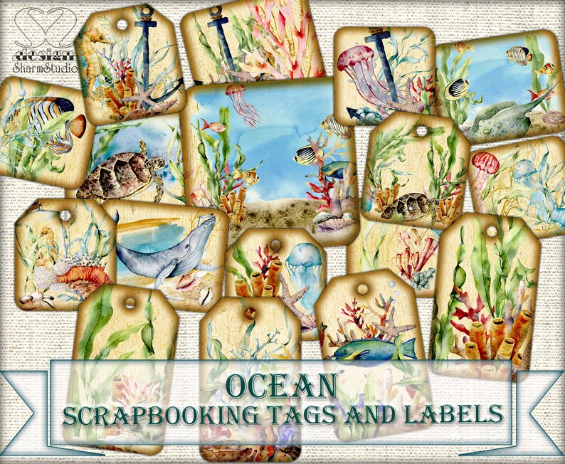 Ocean Labels Ephemera Tags Printablescrapbook and Junk - Etsy