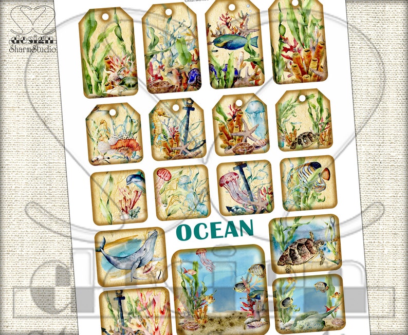 Ocean Labels Ephemera Tags Printablescrapbook and Junk - Etsy