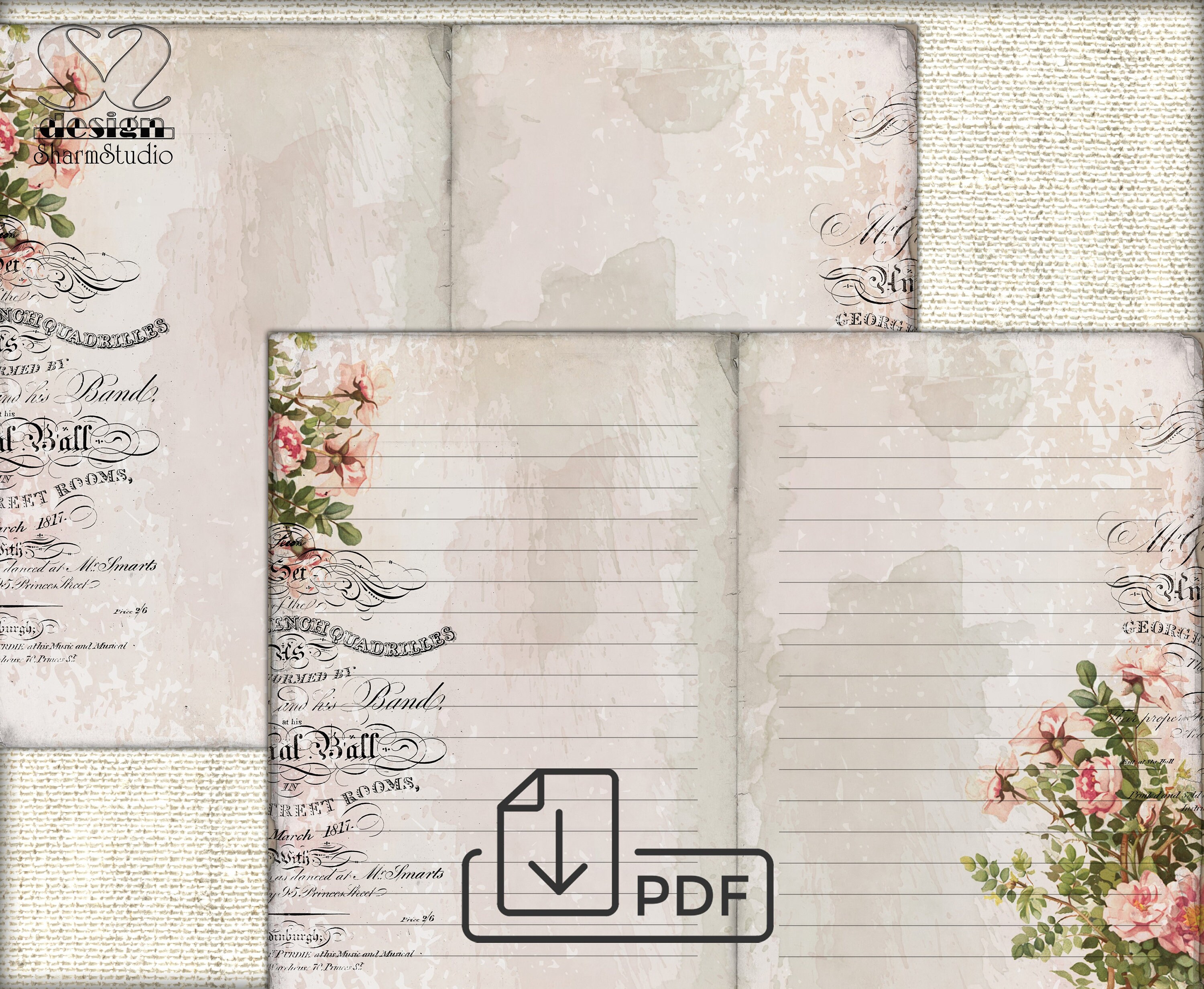 Vintage Printable Sheets Rosescollage Picture Pagesjunk - Etsy