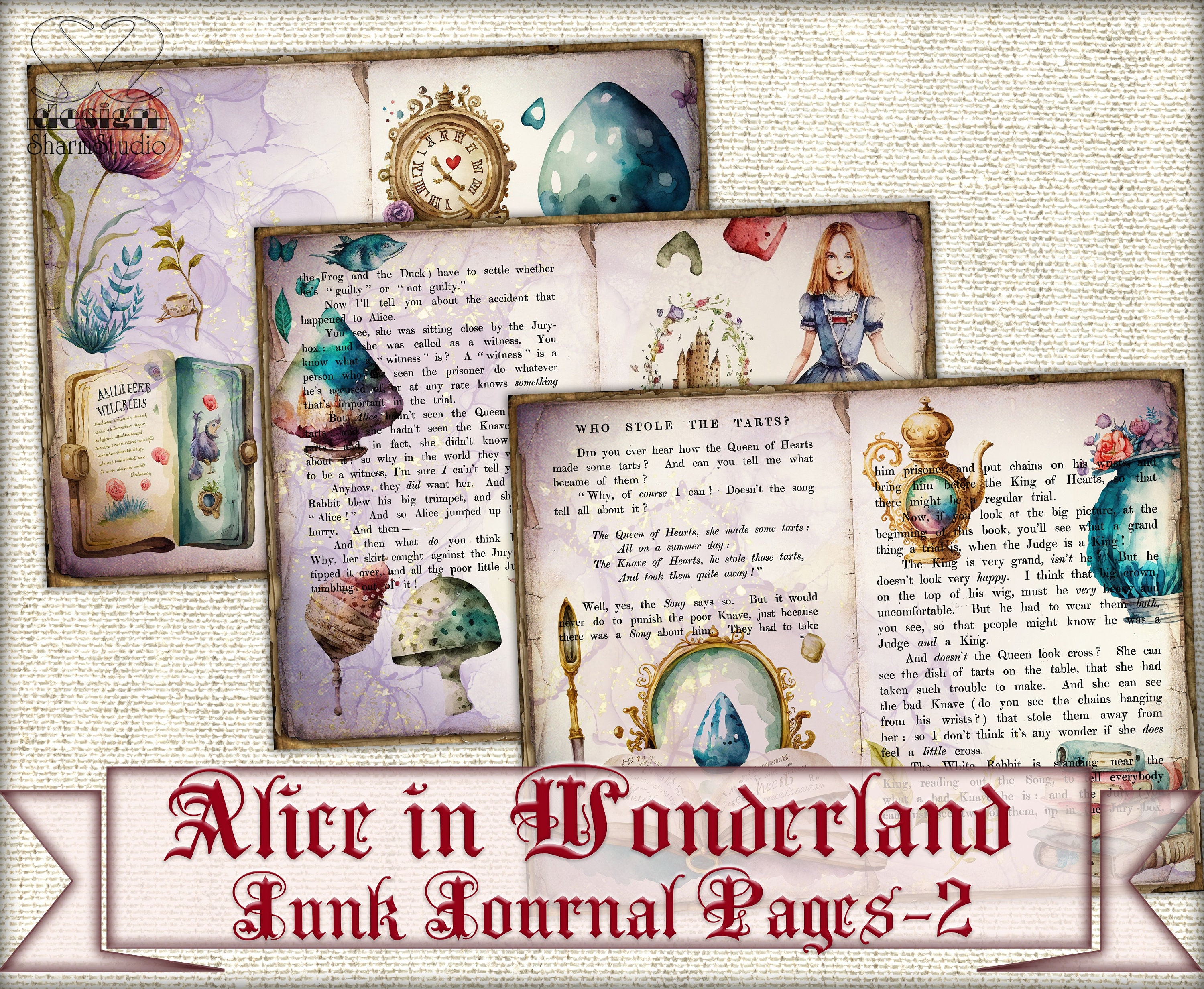 Digital Fairy Tale Kit Junk Journals Page Printables Alice in - Etsy