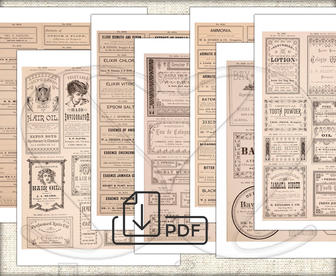 200 Vintage Apothecary Printable Old Ephemera Labels #1 18th Century - Etsy