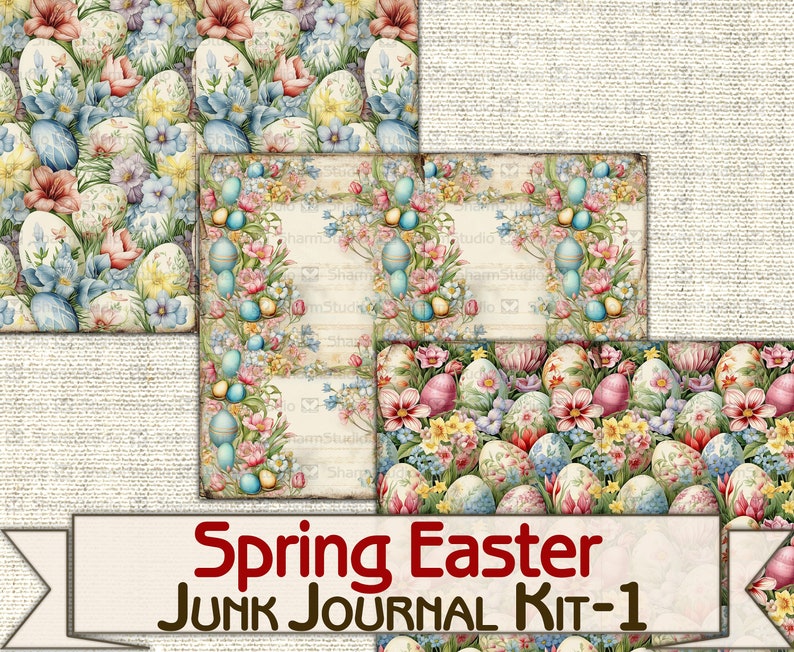 Vintage Spring Easter Junk Journal Kit,digital Picture Collage ...