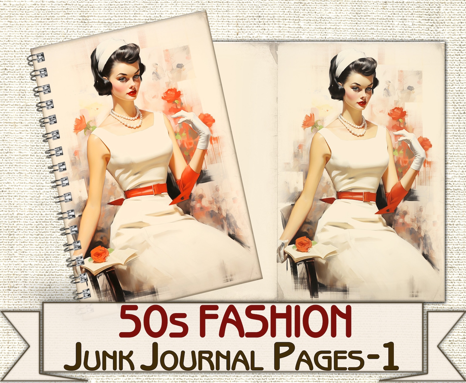 Retro 50s Fashion Junk Journal Pages Part 1, Collage Sheets Printables ...