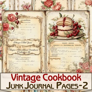 Vintage Cookbook Junk Journal,cooking Pages Printable,old Recipe Book ...