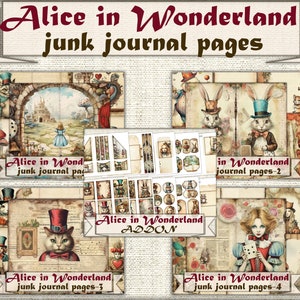Alice Wonderland Junk Journal Pages,alice Art Picture Collage-4,digital ...