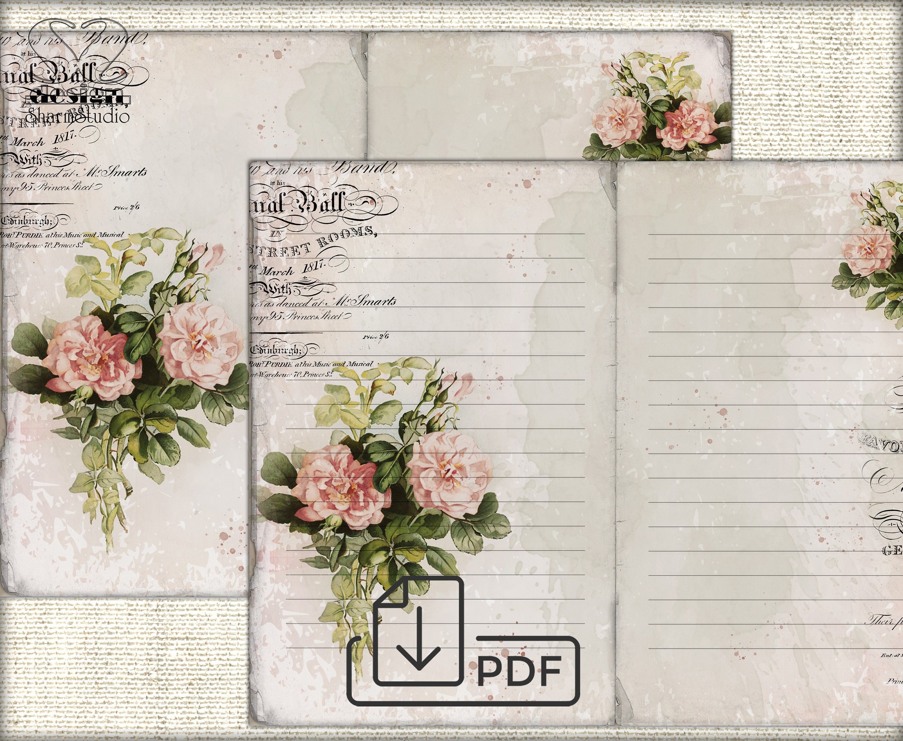 Vintage Printable Sheets Rosescollage Picture Pagesjunk - Etsy