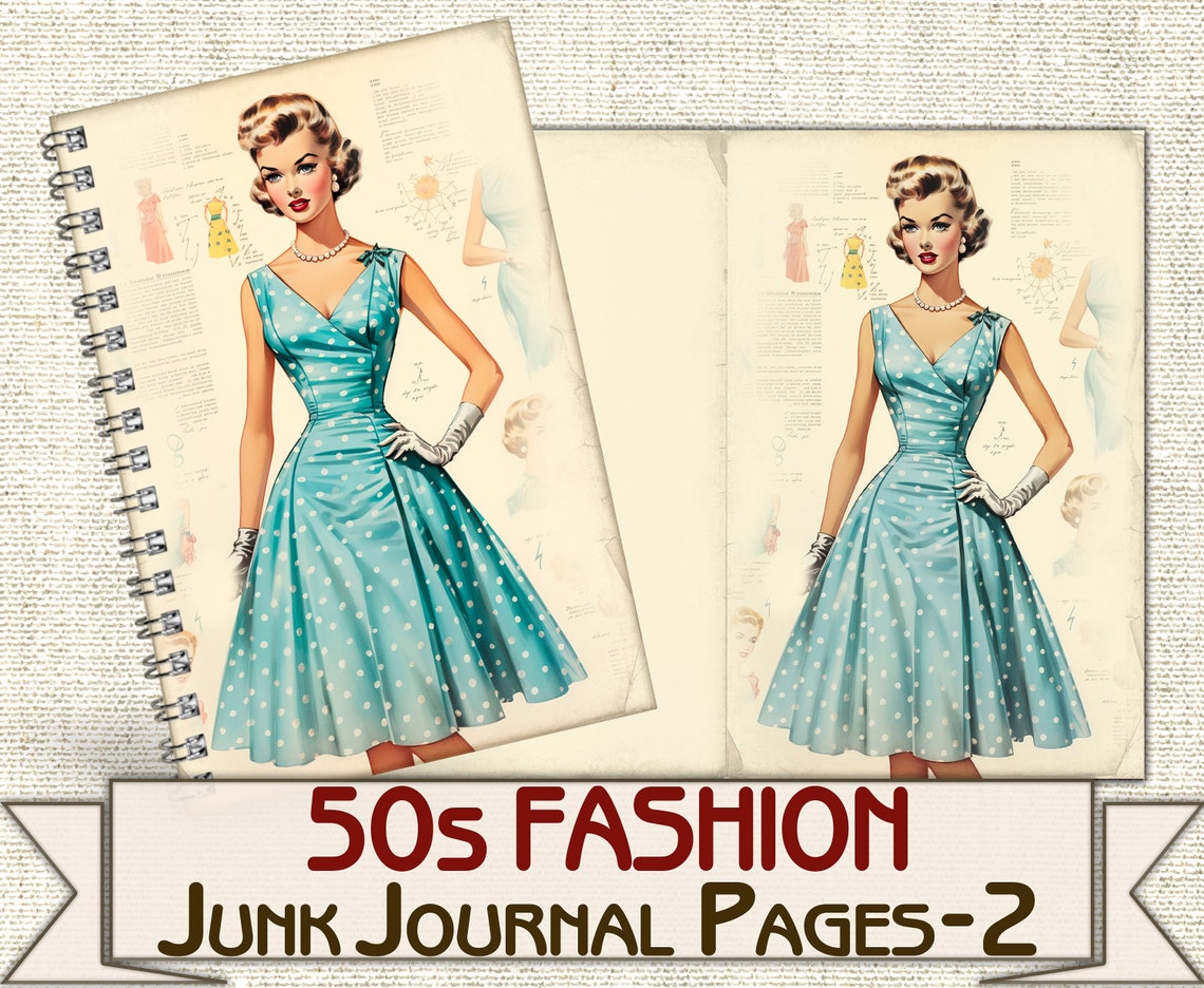 Retro 50s Fashion Junk Journal Pages Part 2, Collage Sheets Printables ...