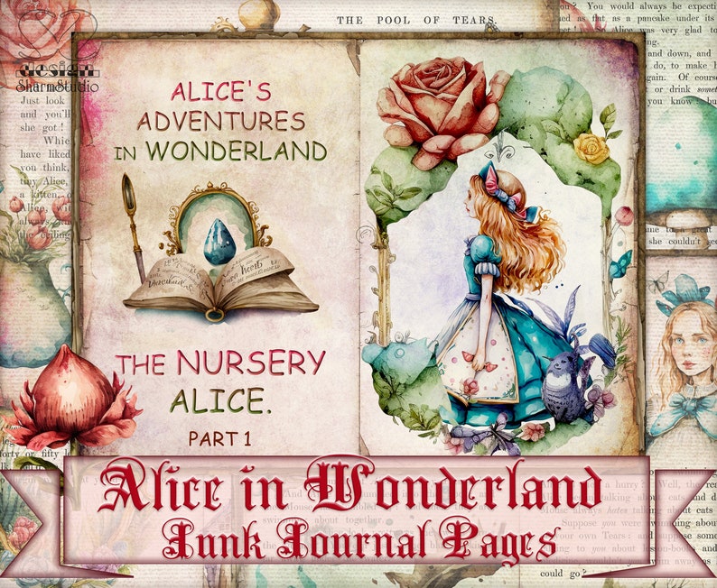 Digital Fairy Tale Kit Junk Journals Page Printables Alice in - Etsy