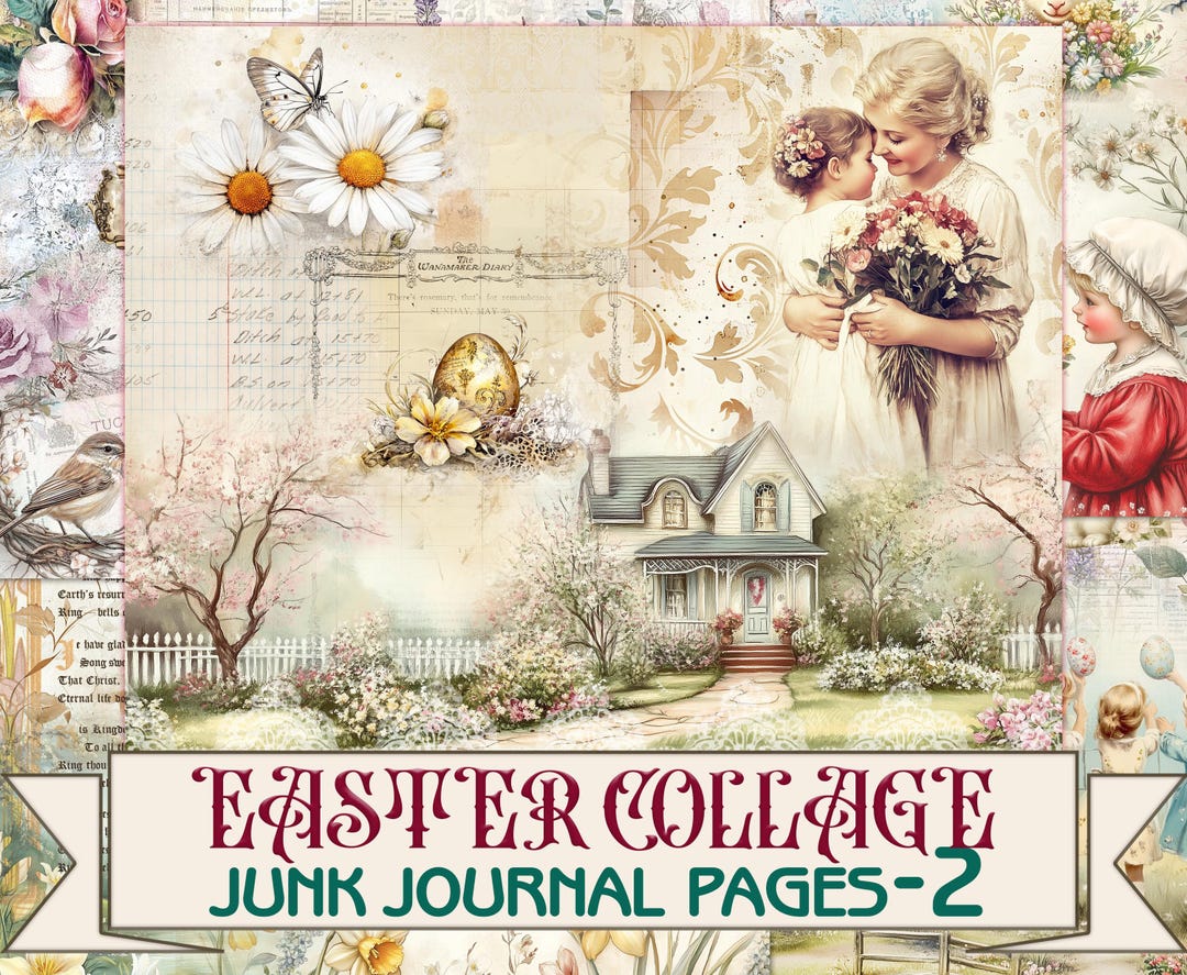 Printable Spring Easter Collage Horizontal Journal Pages for ...