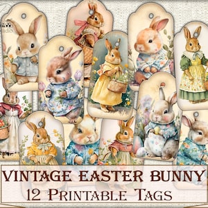 Easter Bunny Ephemera Tags Printable,scrapbook and Junk Journal Paper ...