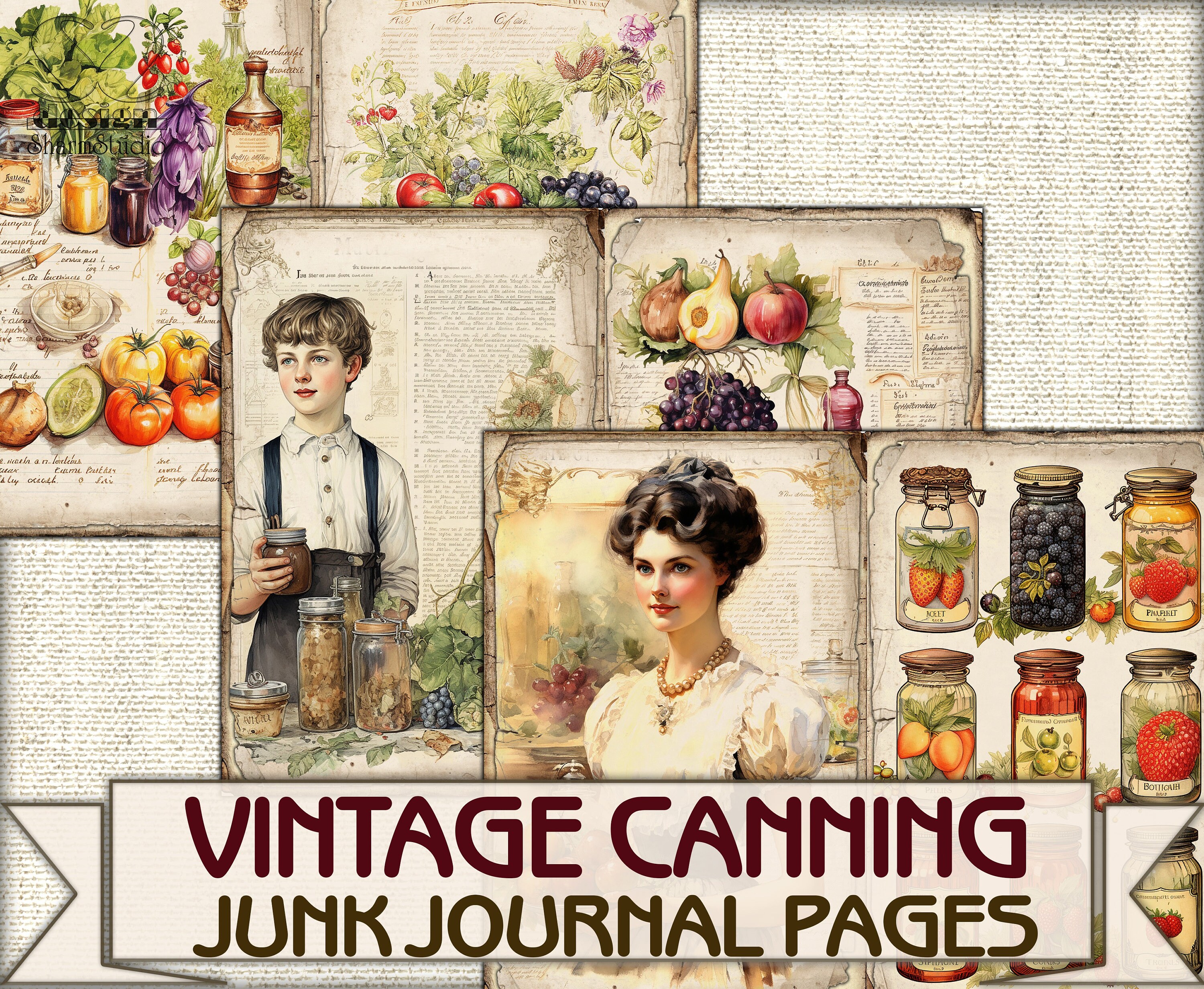 Vintage Cooking Junk Journal,canning Cookbook Pages Recipe Collage ...