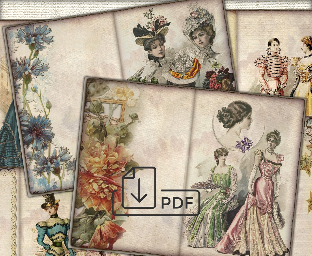 Vintage Victorian Fashion 1890s Ephemera Junk Journal Picture Collage ...