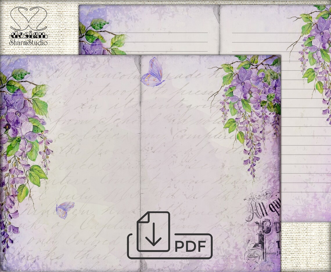 Wisteria Junk Journal Pagespicture Collagedigital Sheet - Etsy