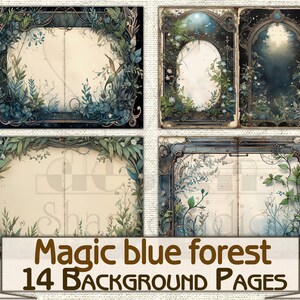 Magic Blue Forest Blank Background Junk Journal Pages,background ...