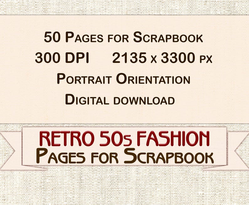 Retro 50s Fashion Pages for Scrapbook and Junk Journal, Vintage ...