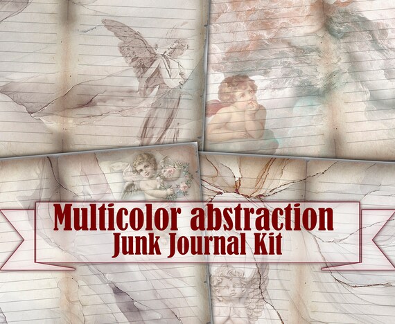 Junk Journal Pagesdigital Collage Kit Multicolor Abstraction | Etsy