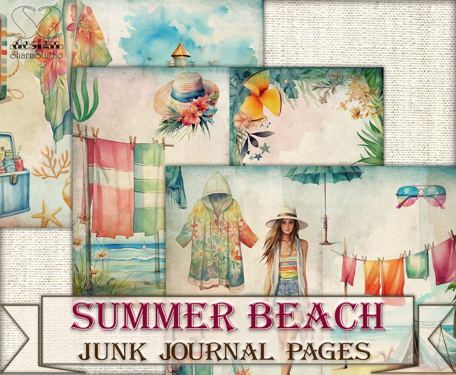 Summer Beach Junk Journal Pages Printables,vacation Papers - Etsy