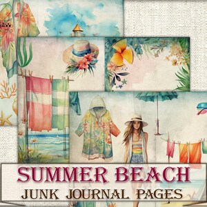 Summer Beach Junk Journal Pages Printables,vacation Papers - Etsy