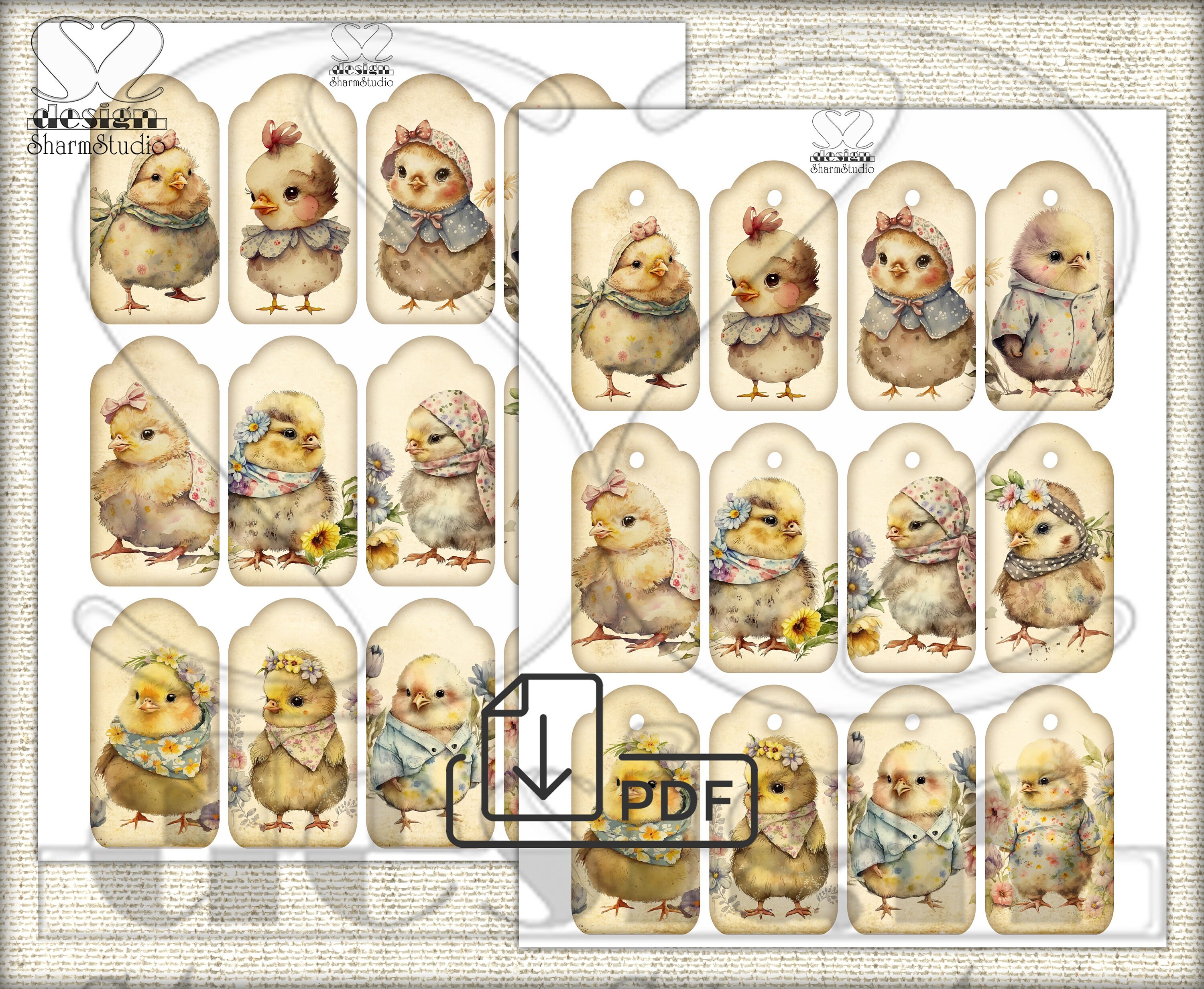 Easter Chick Ephemera Tags Printable,scrapbook and Junk Journal Paper ...