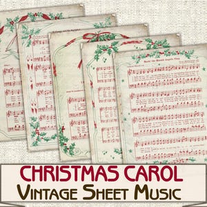 Vintage Christmas Carol Classic Sheet Music, Printable Junk Journal ...