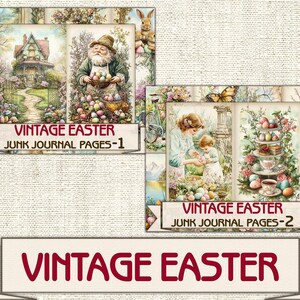 Vintage Easter Junk Journal Pages-1,digital Picture Collage Printable ...