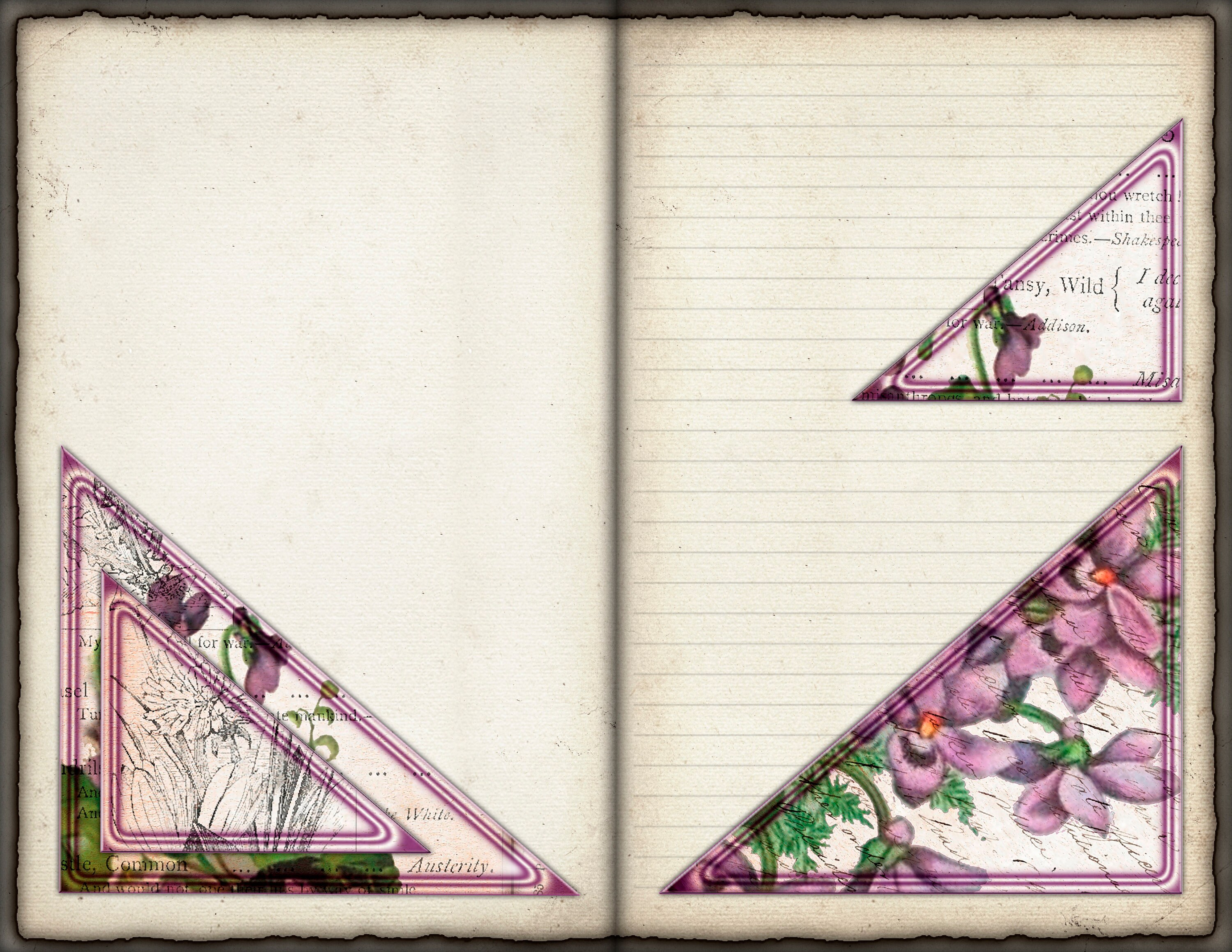 VIOLETS Digital Journal Pockets Printable,paper Pocket Designs - Etsy