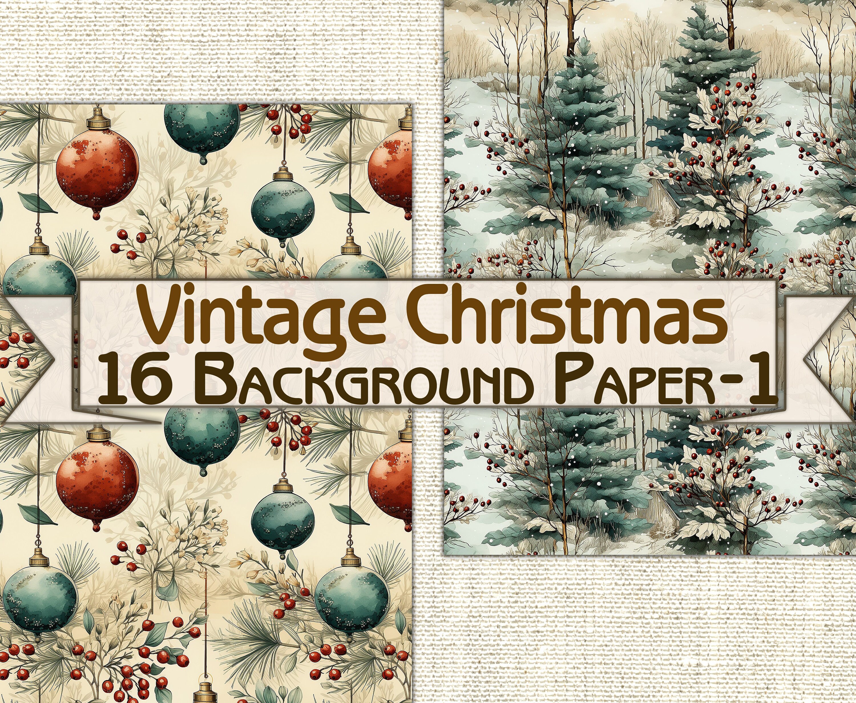 Vintage Kit Backgrounds Christmas Print,collage Sheets,xmas Printable ...