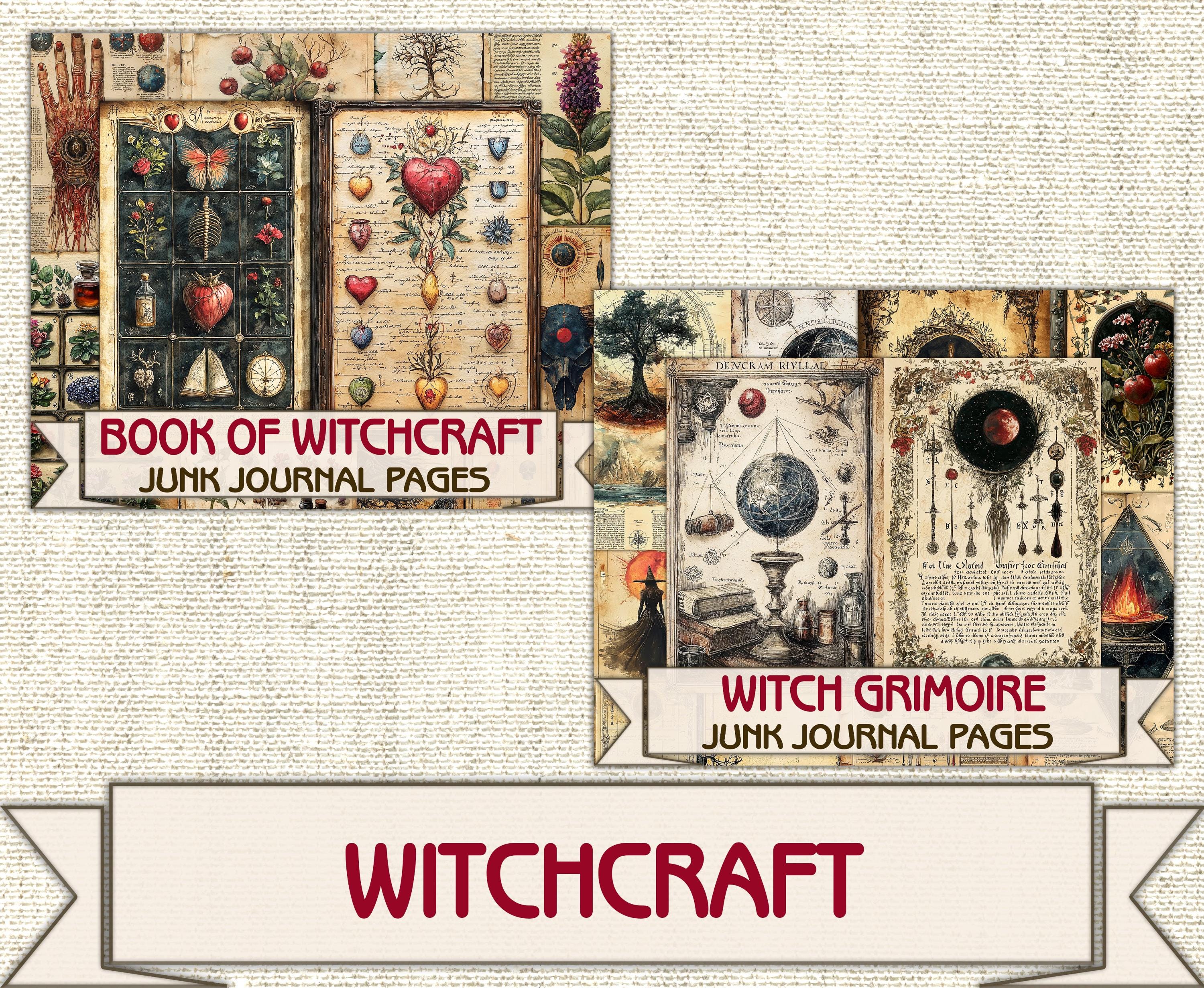 Vintage Book Witchcraft Junk Journal Pages Printable,mystic Witch ...
