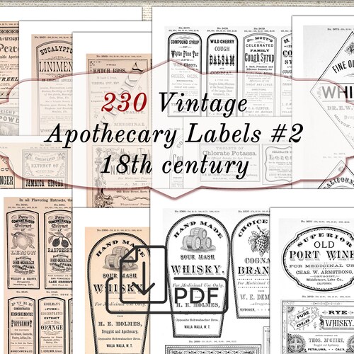 200 Vintage Apothecary Printable Old Ephemera Labels 1 18th - Etsy