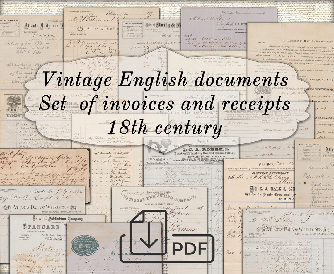 Vintage English documents Set of invoices ephemera and | Etsy