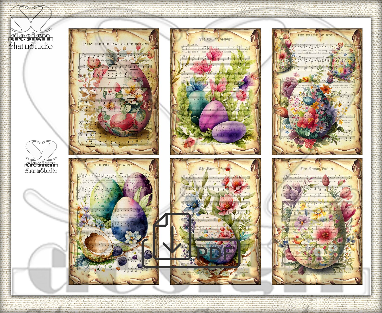 Vintage Easter Eggs Collage Digital Picture Printable Cards - Etsy