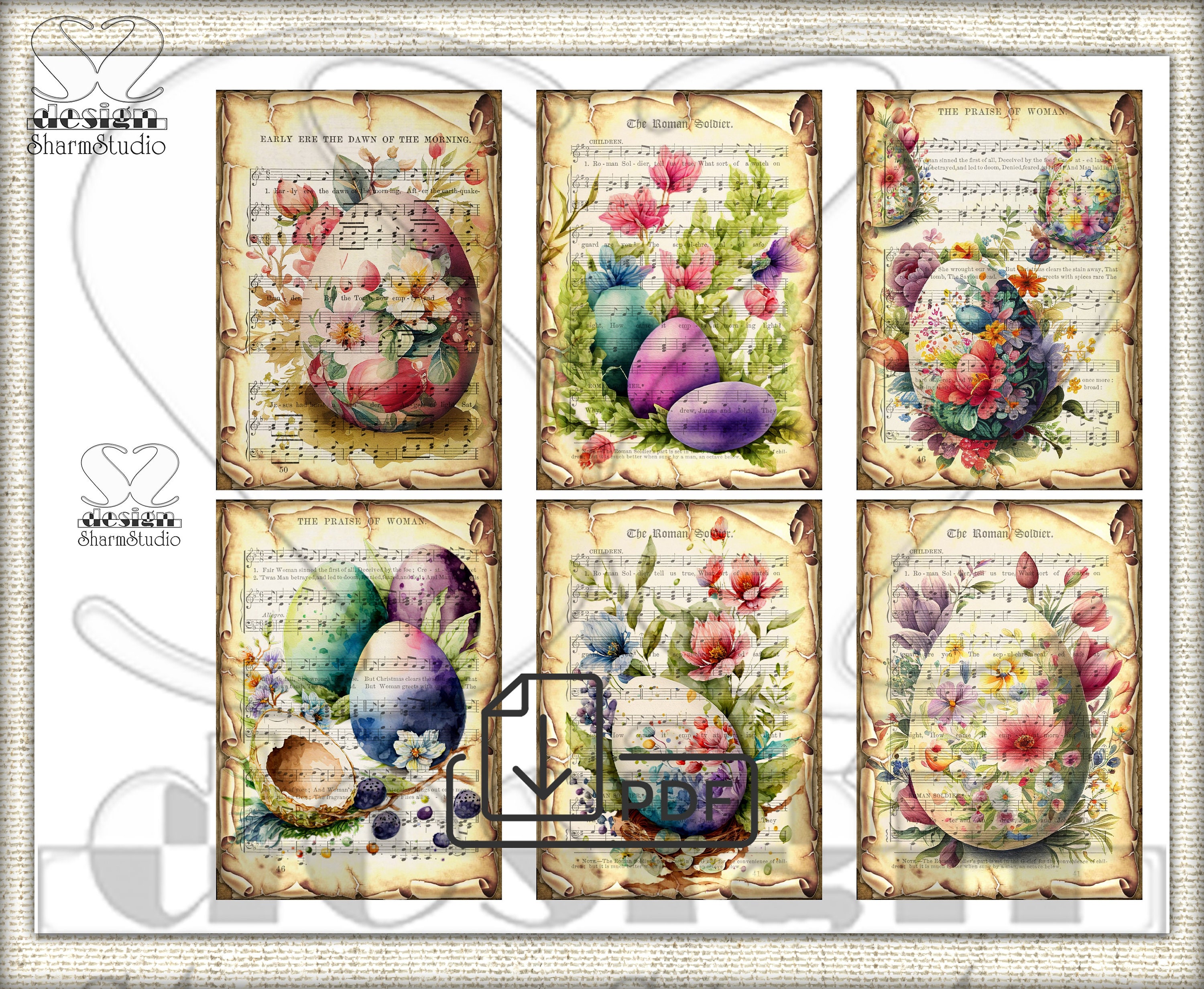 Vintage Easter Eggs Collage Digital Picture Printable Cards - Etsy