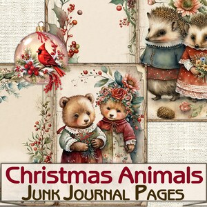 Christmas Animals Junk Journal Kit,printable Collage Pages - Etsy