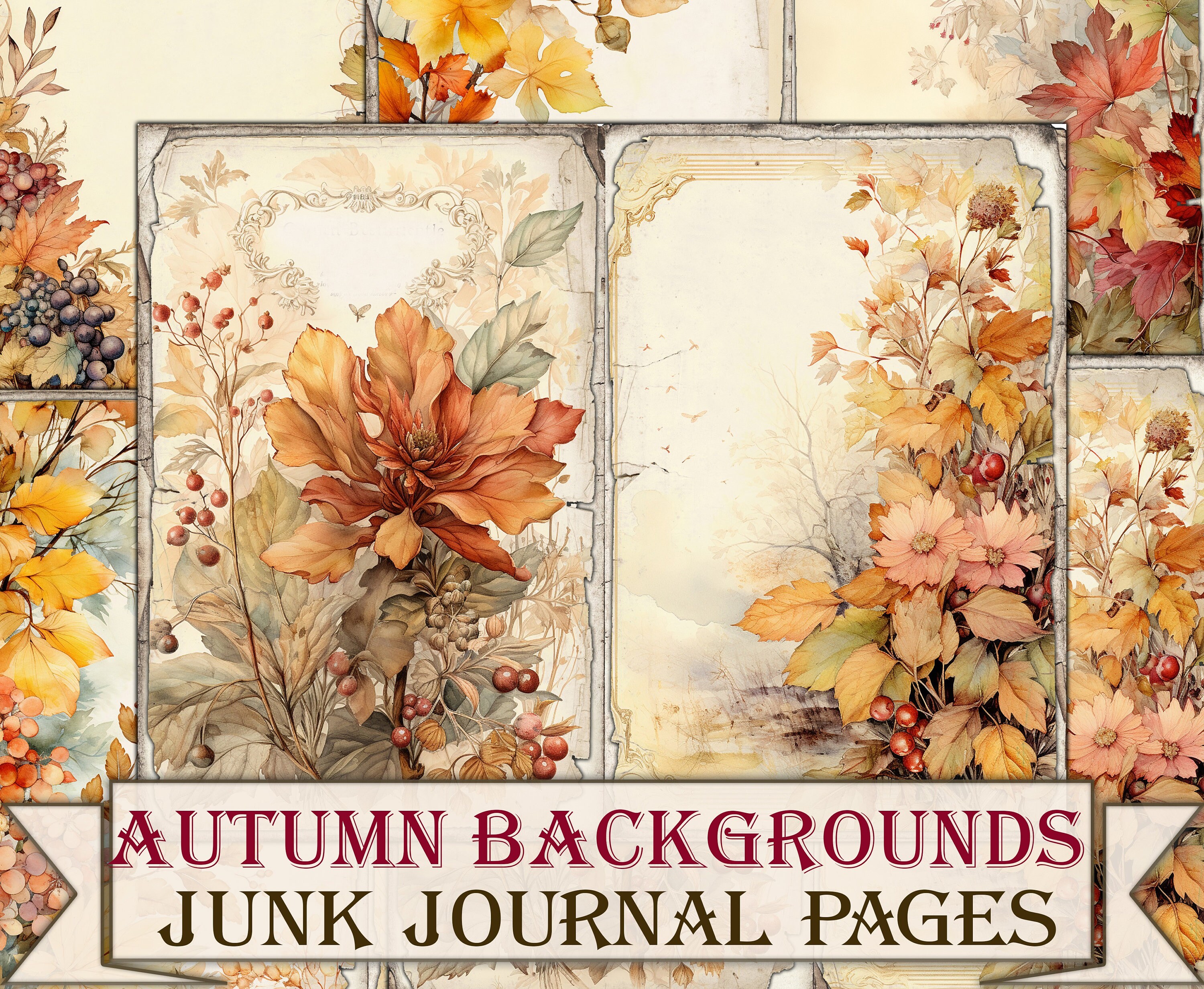 Autumn Blank Background Junk Journal Pages,fall Background Printables-2 ...