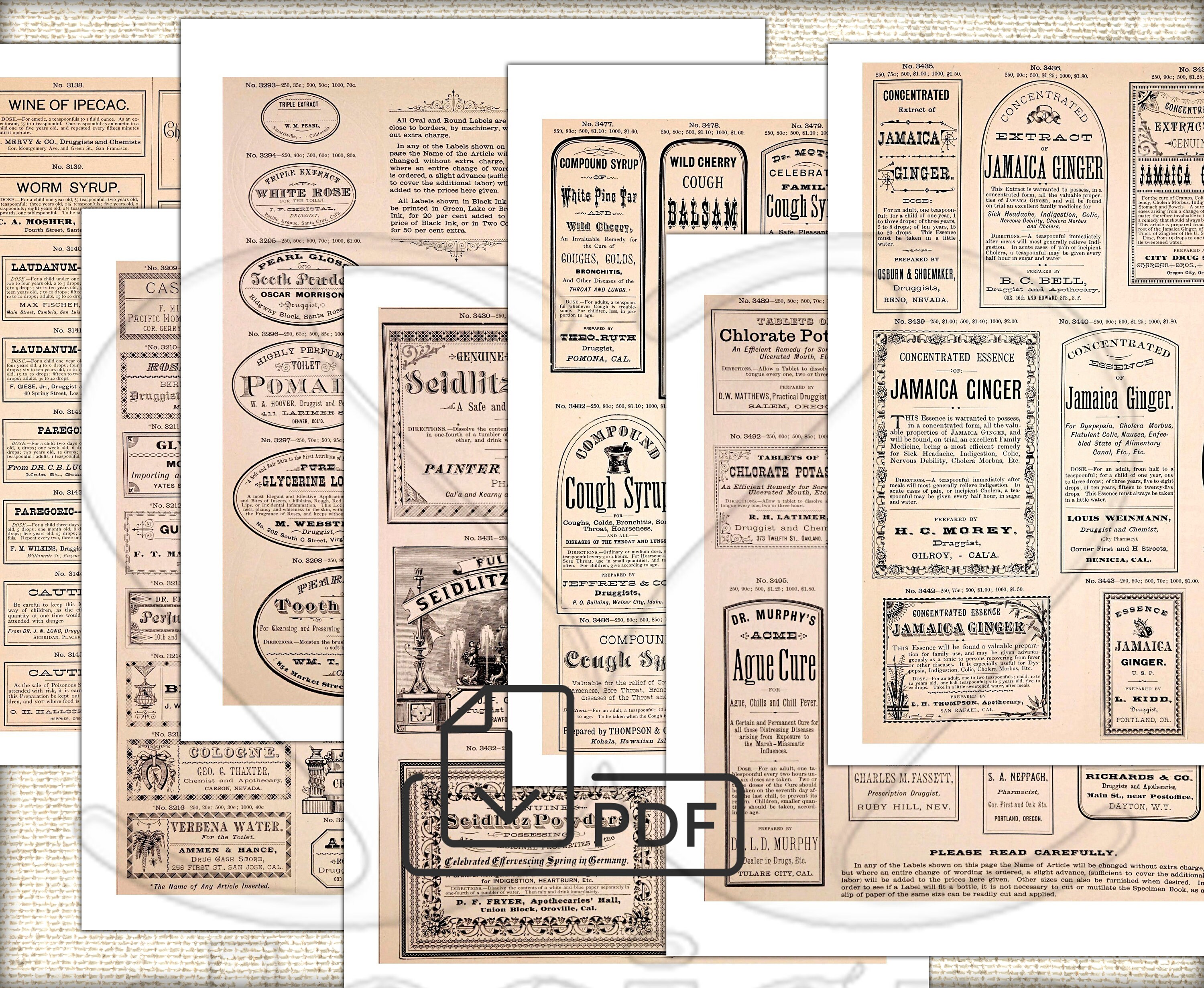 230 Vintage Apothecary Printable Old Ephemera Labels #2 18th Century - Etsy