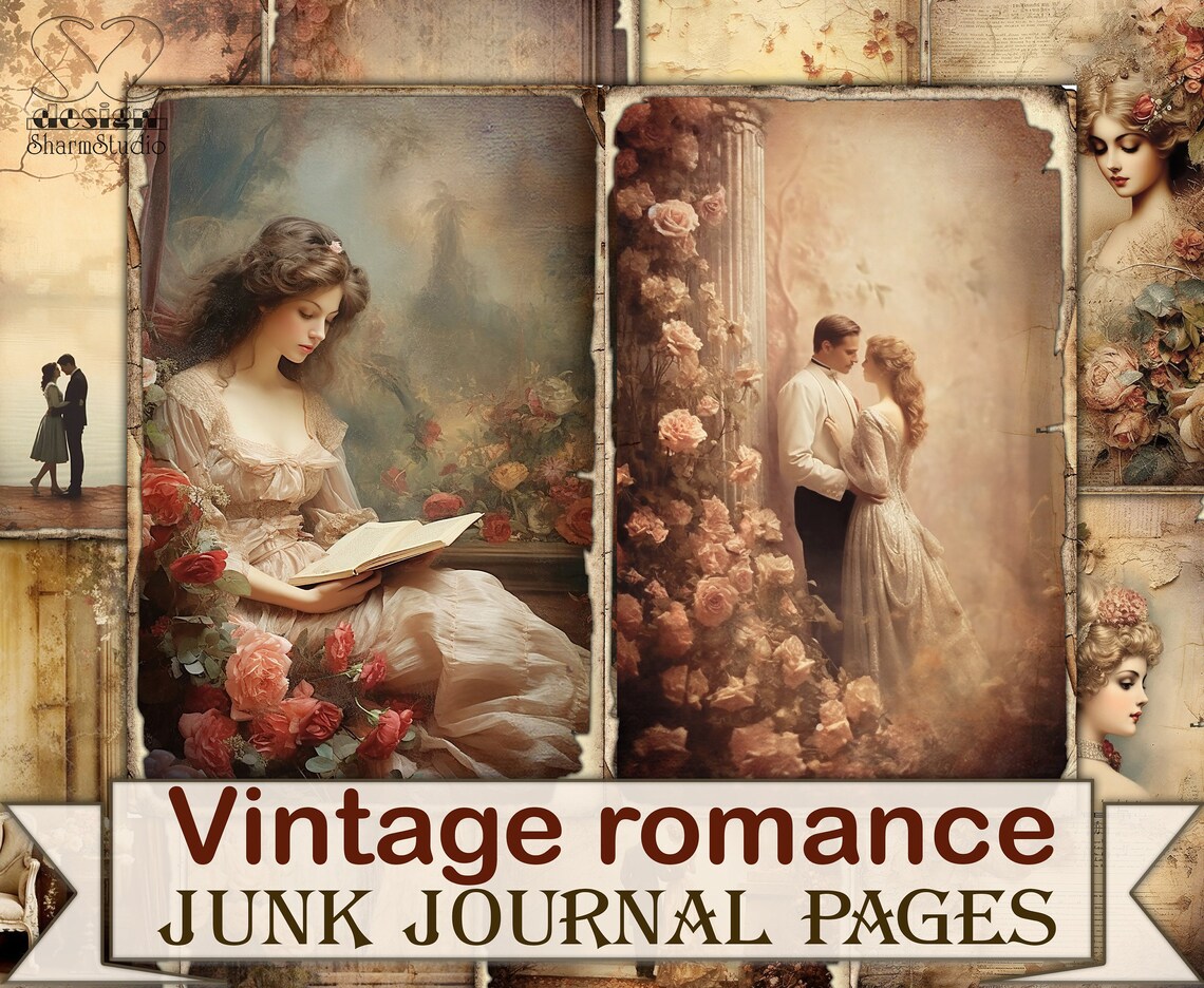 Vintage Romance Junk Journal Romantic Pages,digital Printable Collage ...