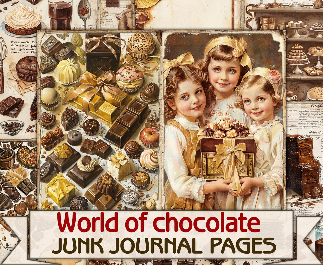 Vintage Chocolate Junk Journal,crafting Cookbook Pages Scrapbooking ...