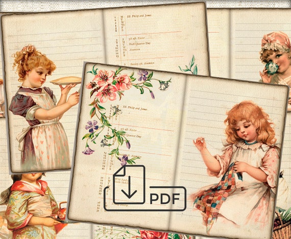 Vintage Victorian Girls Ephemera Junk Journal Picture Etsy
