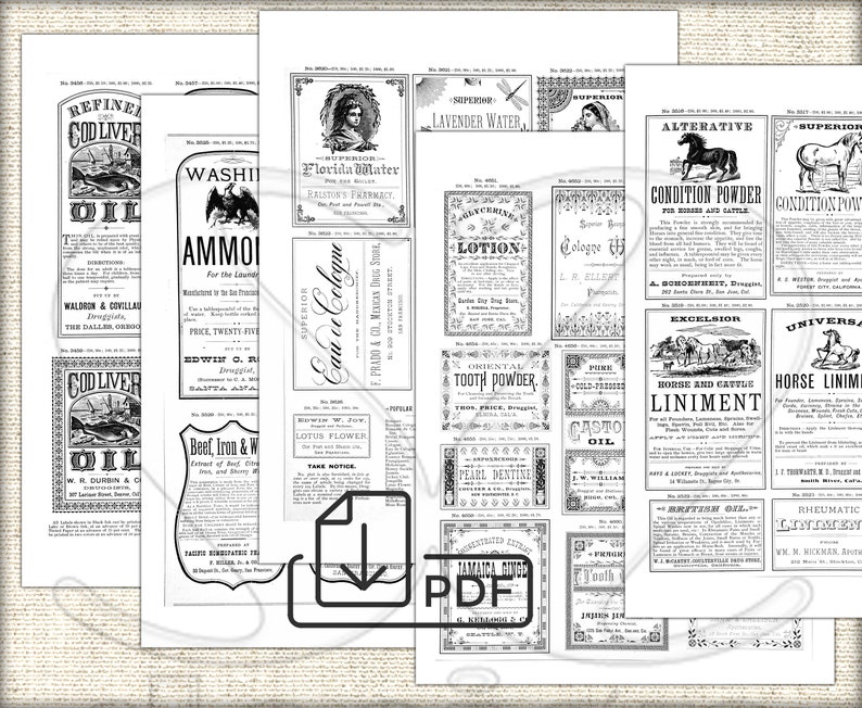 200 Vintage Apothecary Printable Old Ephemera Labels #1 18th Century - Etsy