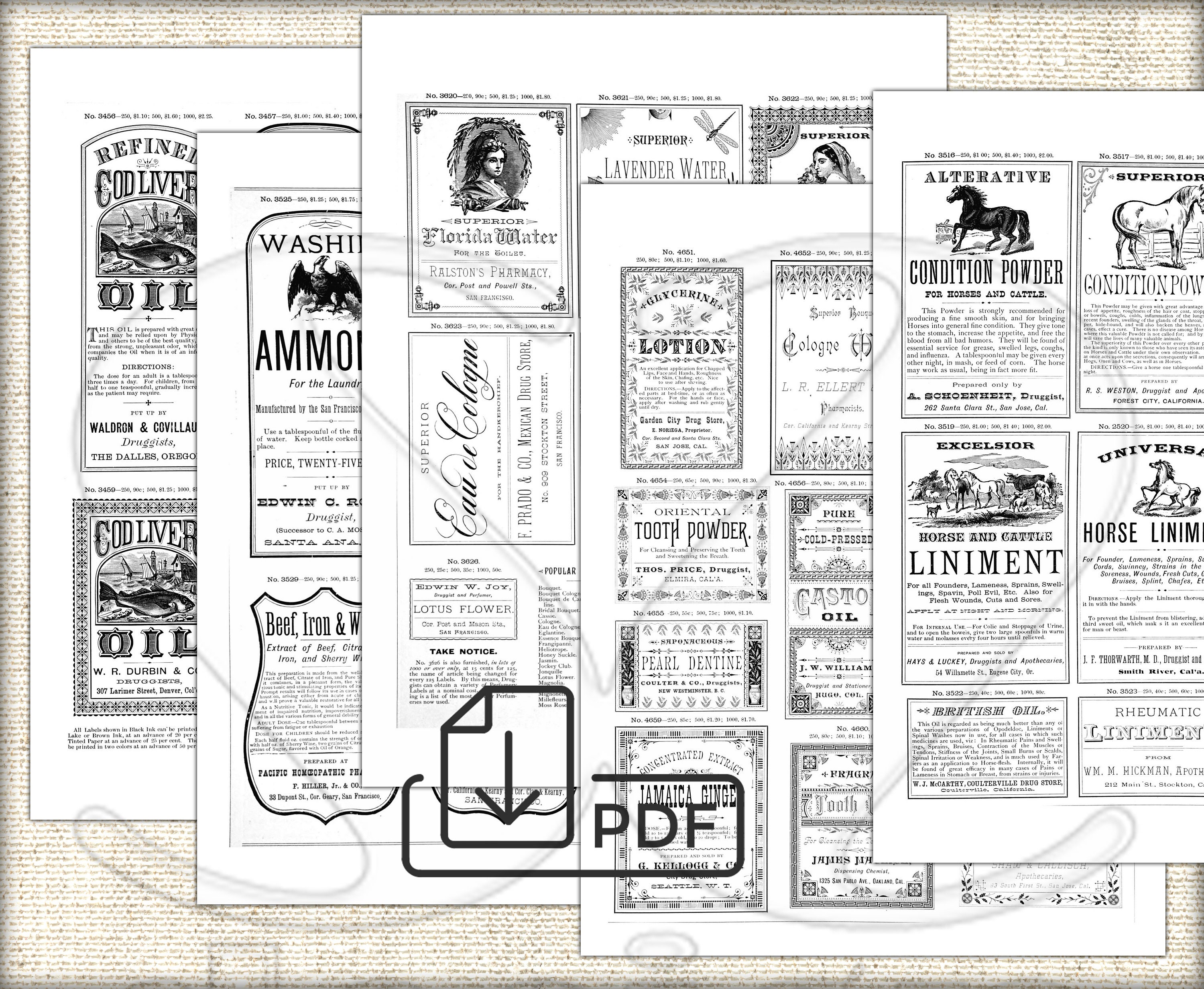 200 Vintage Apothecary Printable Old Ephemera Labels #1 18th Century - Etsy