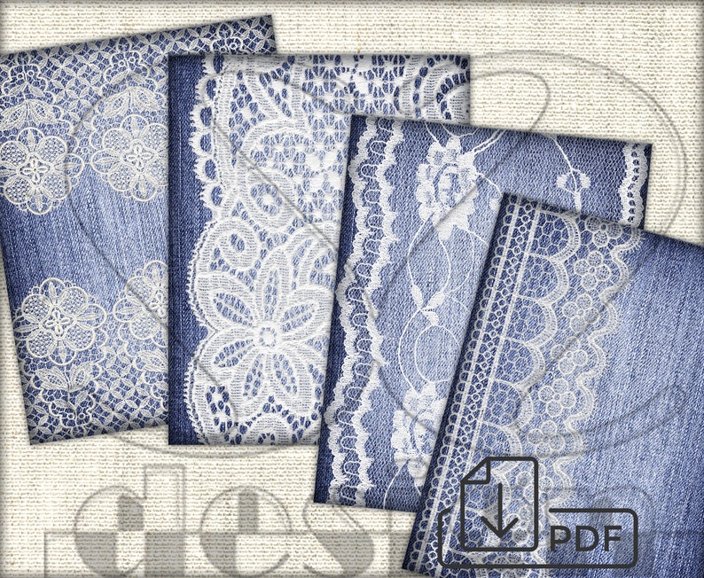 Lace Jeans Journal Kit Pages,printable Paper,digital Sheet Download - Etsy