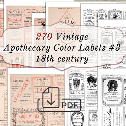 200 Vintage Apothecary Printable Old Ephemera Labels 1 18th - Etsy