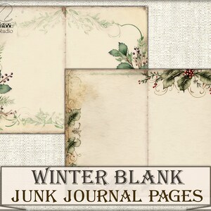 Winter Blank Background Junk Journal Pages, Digital Picture Printables ...