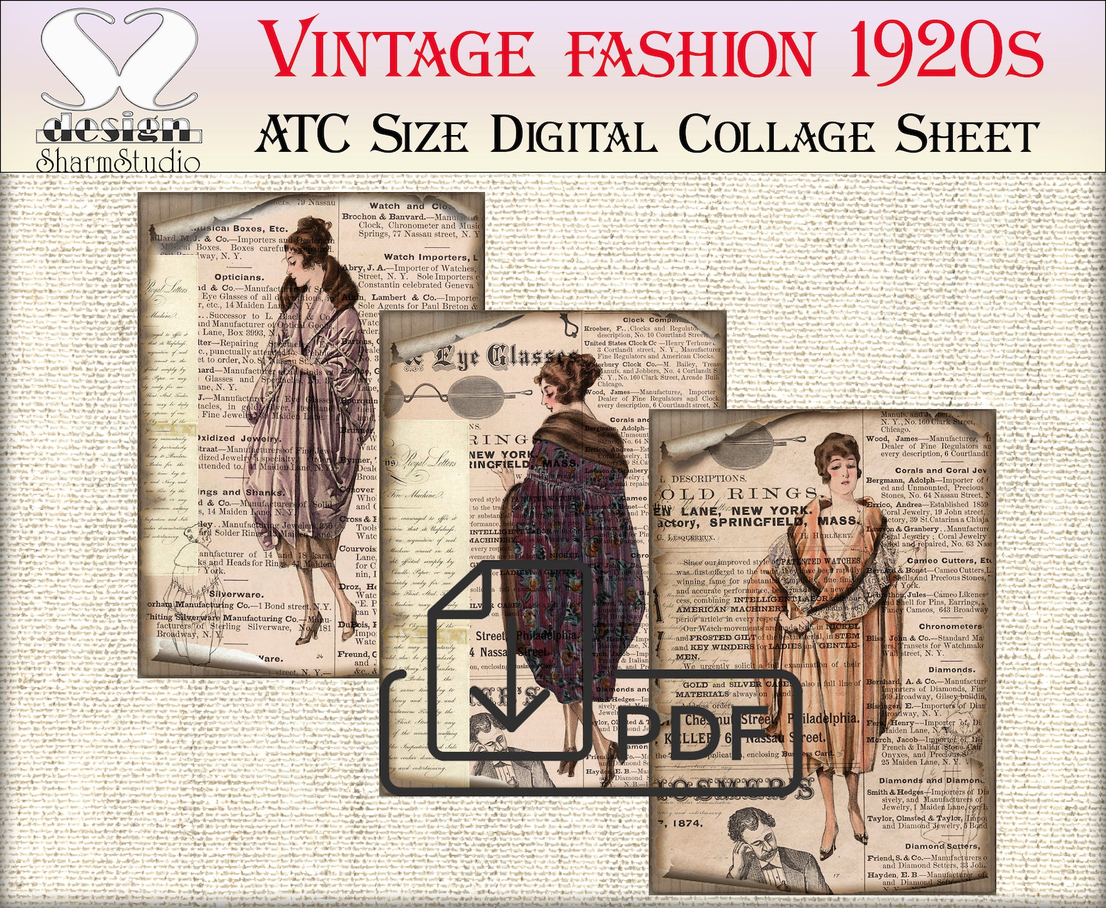 Vintage Fashion Art Deco 1920s Collage Sheetcards Atc ACEO - Etsy