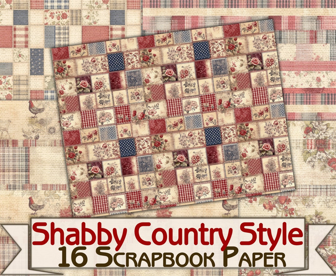Vintage Background Paper Shabby Country Style Printable 16 Pages - Etsy