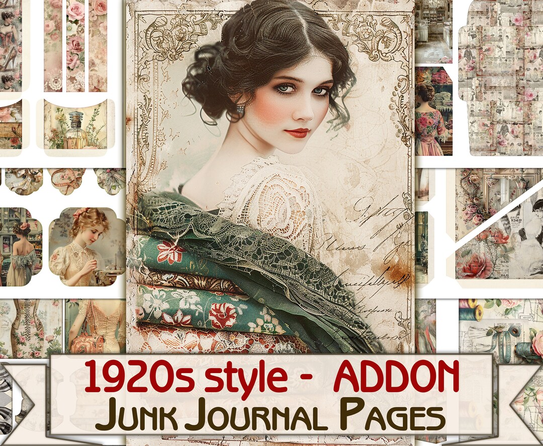Vintage Fashion Junk Journal Kit 1920s Style ADDON, Collage Sheets ...