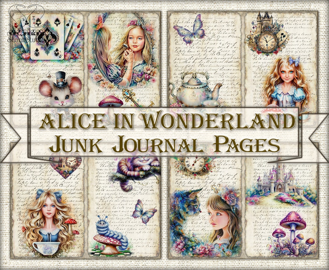 Alice in Wonderland Fantasy Junk Journal Pagesjournal Kit - Etsy