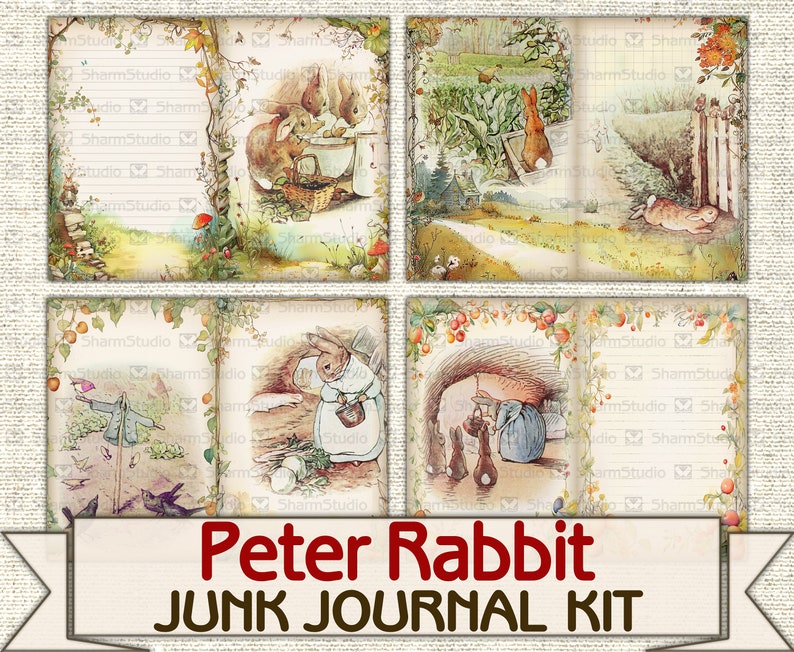 Peter Rabbit Beatrix Potter Junk Journal Pages,fantasy Fairy Tale ...